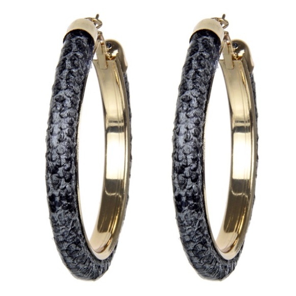 Jewelry | Boho Gray Gold Snakeskin Metal Hoop Earrings | Poshmark